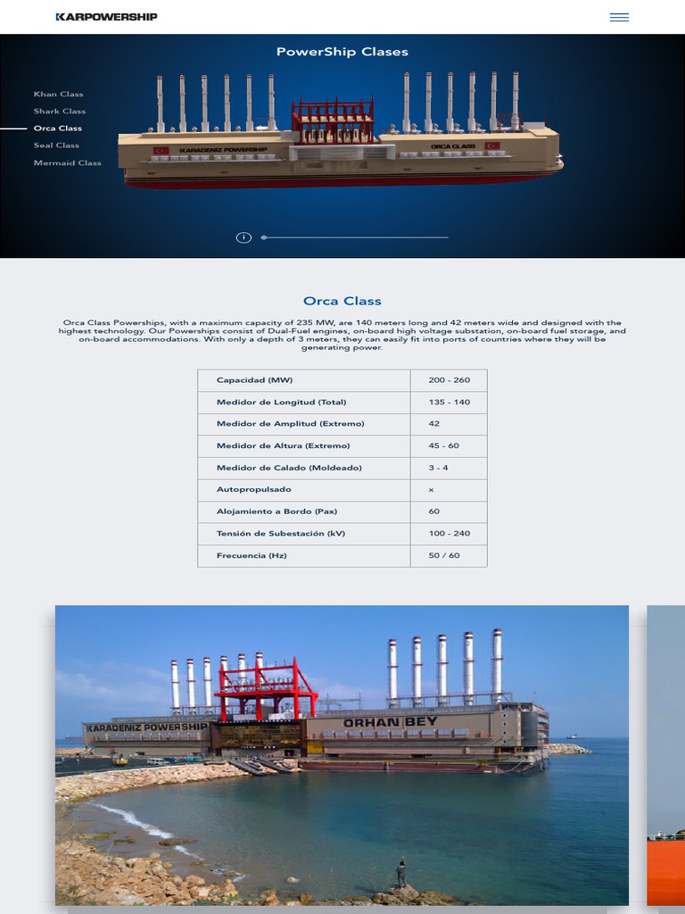 Orca Class Powership Specifications | PDF | Electricity | Electric Power