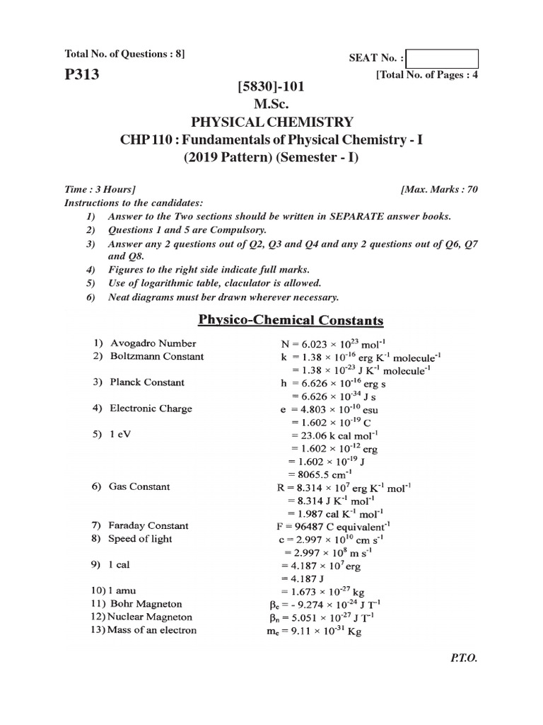 M.SC (CHEMISTRY) 20019 Pattern | PDF | Coordination Complex | Chemical ...