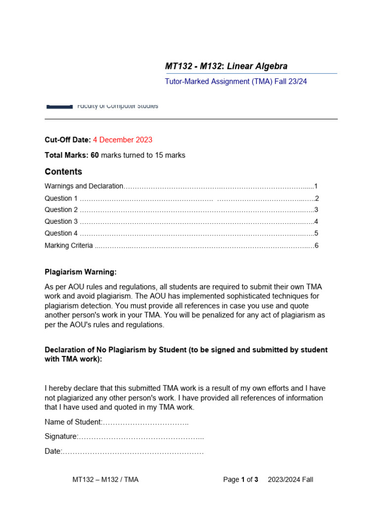 Tma MT132 2023-2024 1 | PDF | Mathematical Physics | Mathematical Concepts