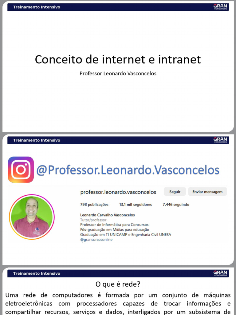 Conceito de Internet e Intranet: Professor Leonardo Vasconcelos | PDF | Rede de computadores ...