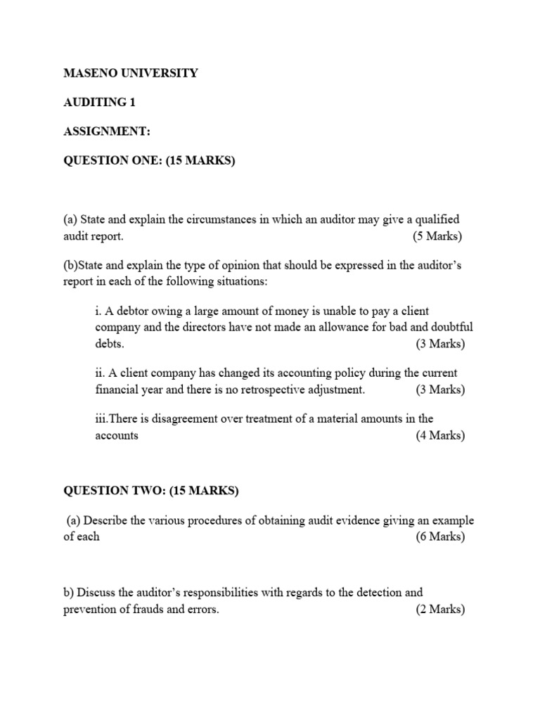 Audit Assignment for Students | PDF | Audit | Internal Control