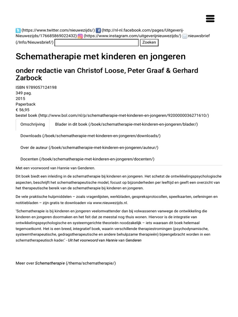 Schematherapie Met Kinderen en Jongeren - Uitgeverij Nieuwezijds | PDF