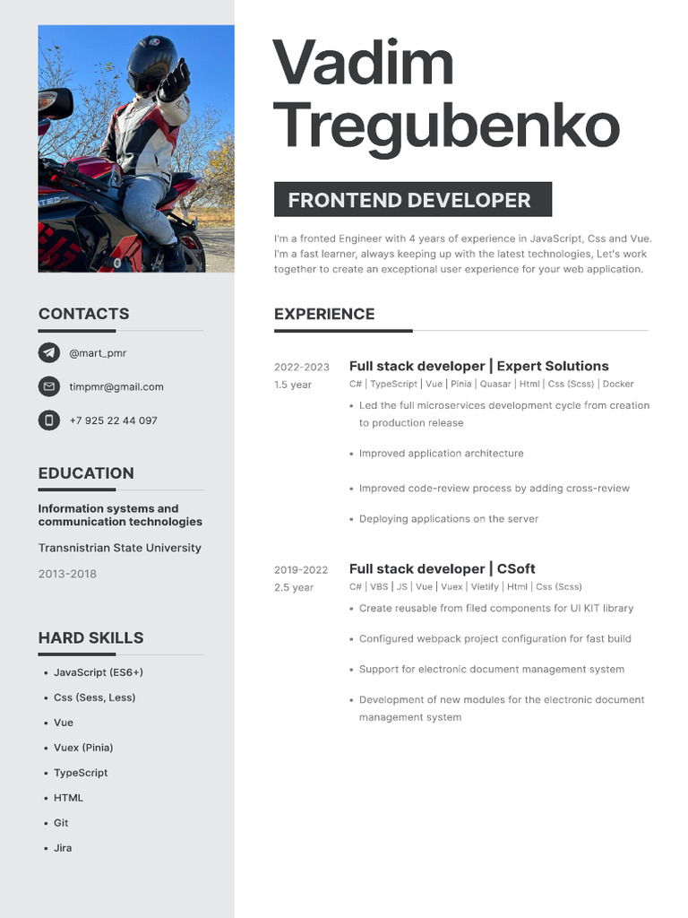 Vadim Tregubenko: Frontend Developer | PDF