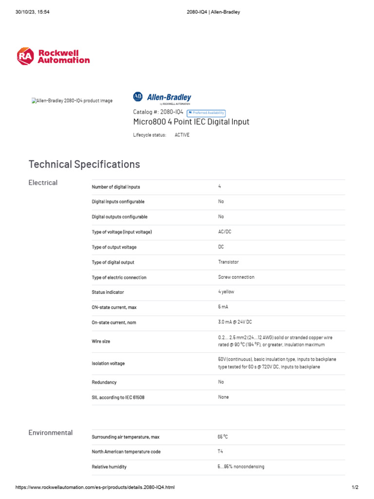 2080-IQ4 - Allen-Bradley | PDF | Alternating Current | Computer Engineering