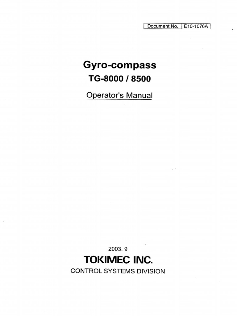 GYRO COMPASS OPERATOR'S MANUAL TG 8000 - 8500 | PDF