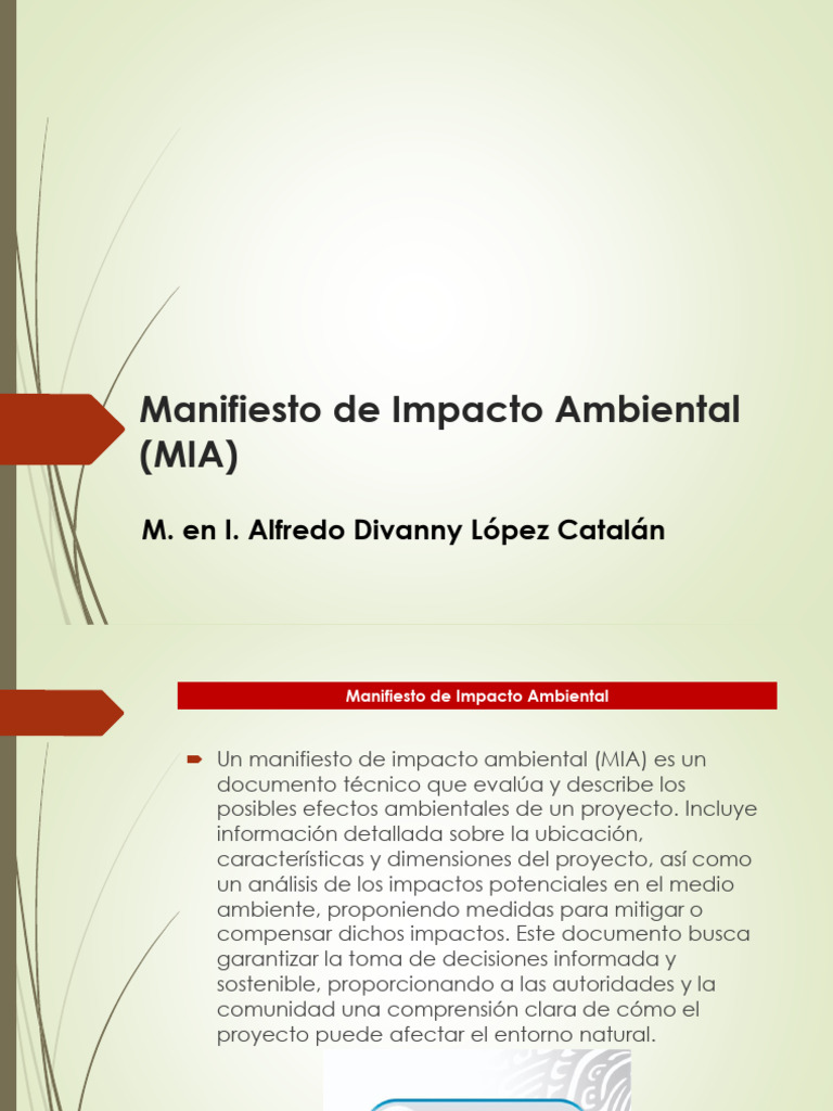 MIA | PDF | Evaluación de impacto ambiental | Entorno natural