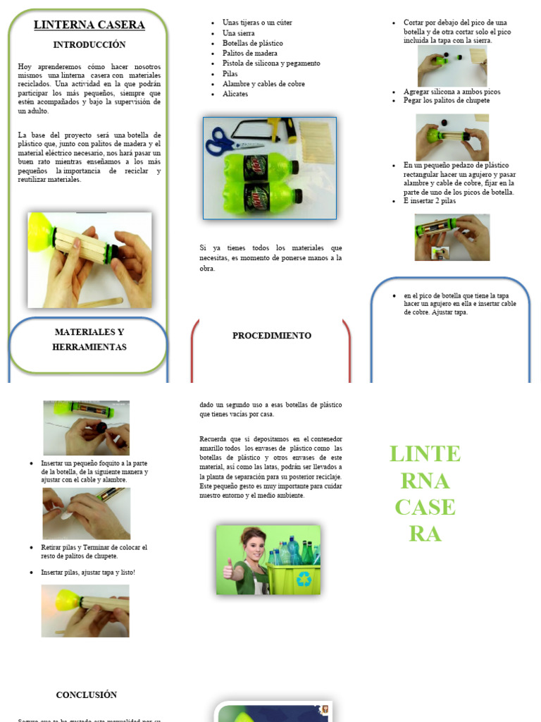 Cómo hacer una linterna casera reciclada | PDF | El plastico | Reciclaje