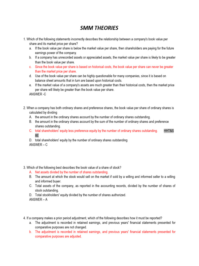 Difficult Level Corpo-Drill3 | PDF | Book Value | Stocks