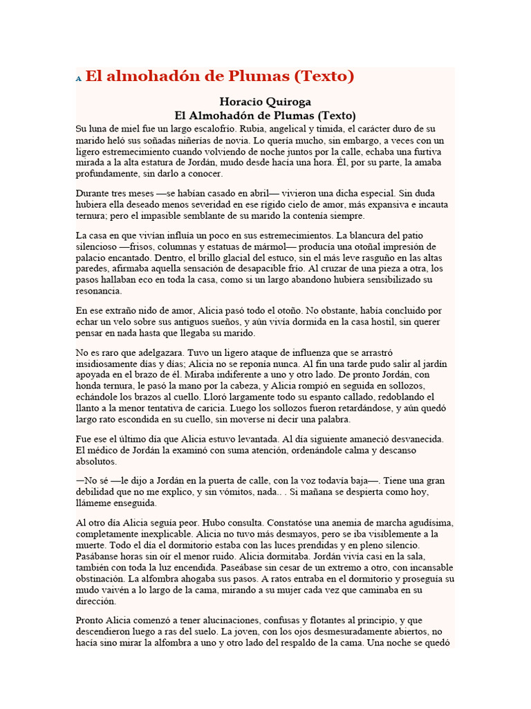 A El Almohadón de Plumas | PDF | Amor