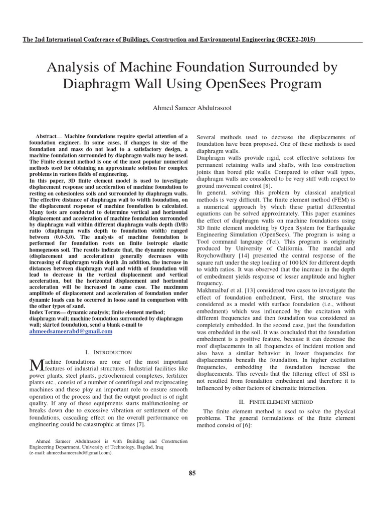 Analysis of Machine Foundation Surrounded by Diaphragm Wall Using ...