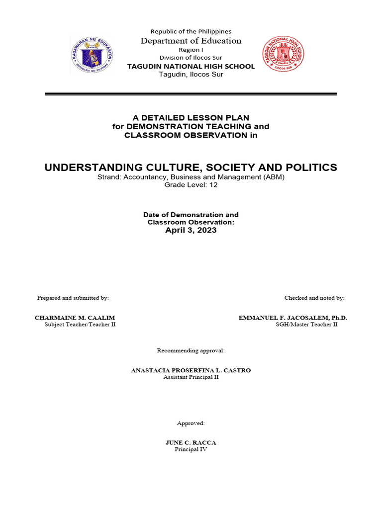 Cot Ucsp Final 2023 | PDF | Teachers | Lesson Plan