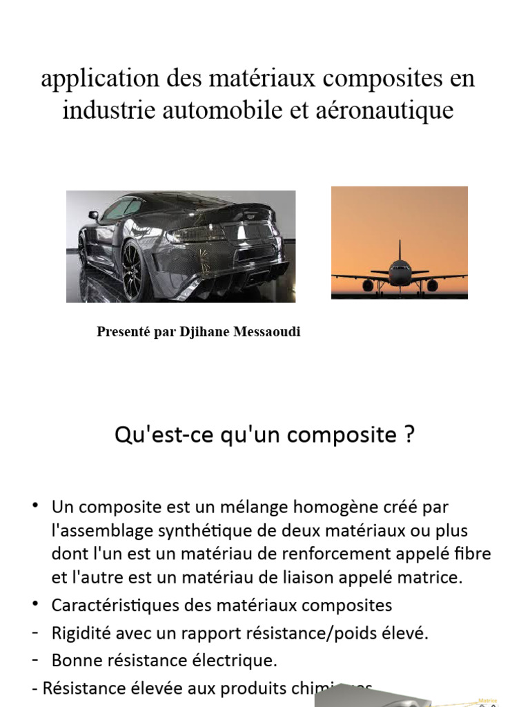 Application Des Matériaux Composites en Industrie Automobile Et Aero ...