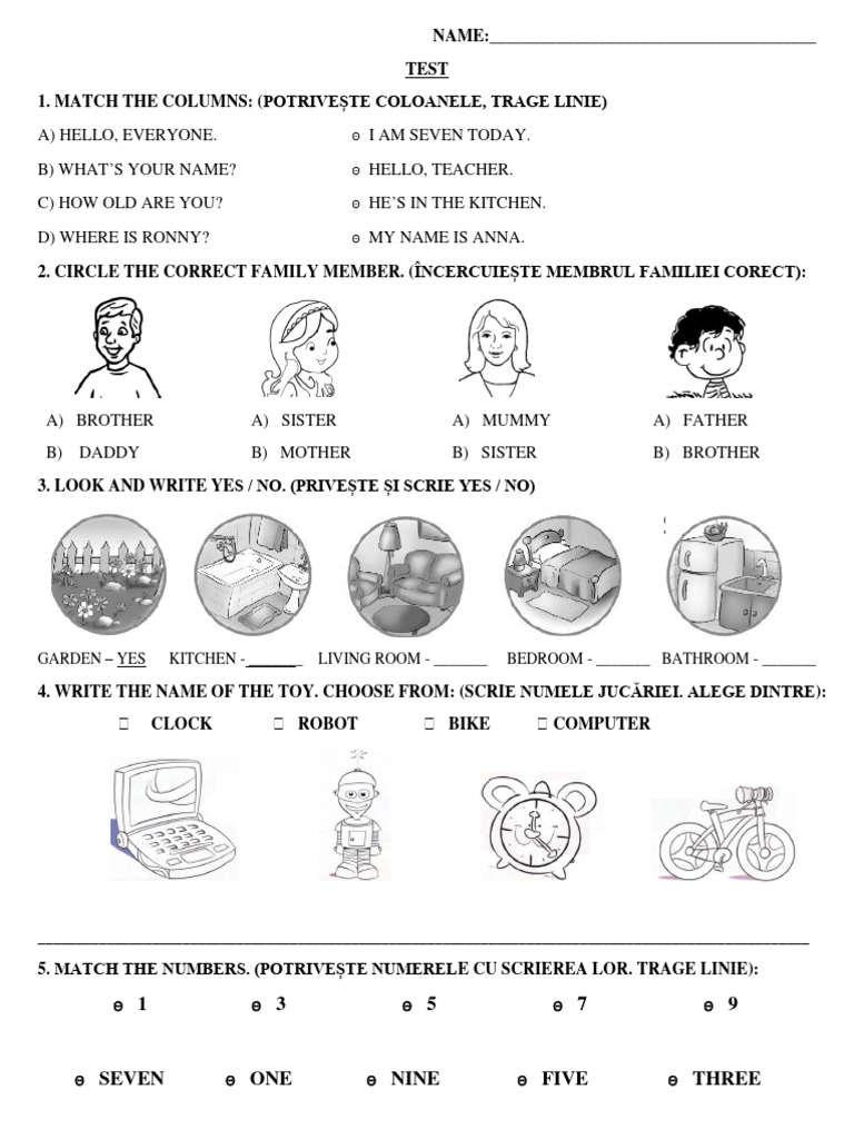 Family Worksheet | PDF | Home | Room