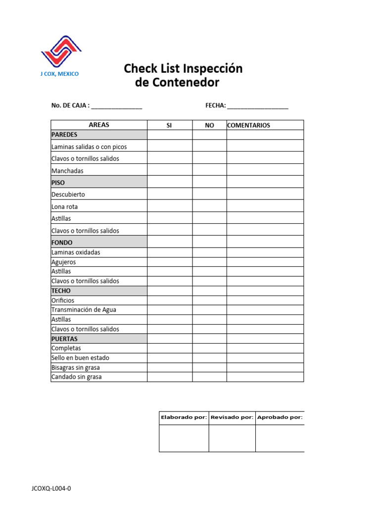 Check List Limpieza de Contenedor | PDF