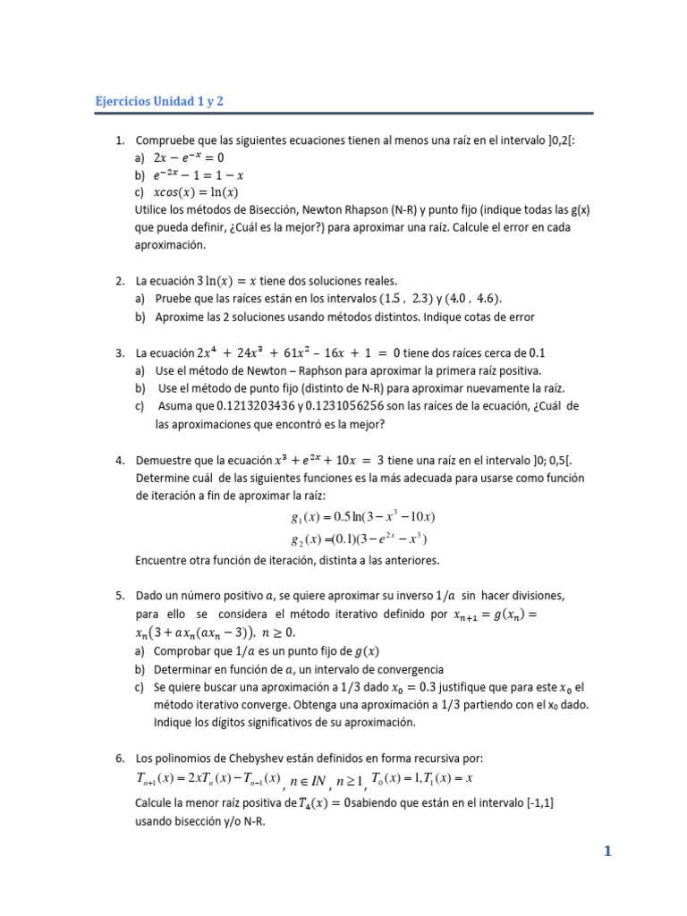 Ejercicio Unidad 1 y 2 (Complementario) | PDF | Relaciones matematicas | Programación de ...