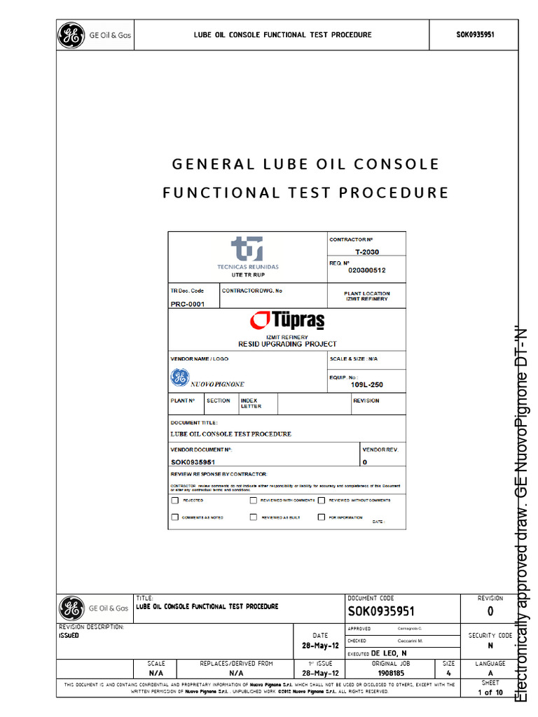 Lube Oil Console Functional Test Procedure | PDF | Pump | Valve