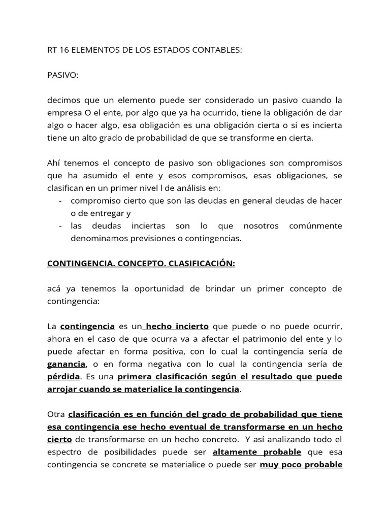 RT 16 Elementos de Los Estados Contables | PDF | Contabilidad | Valor neto