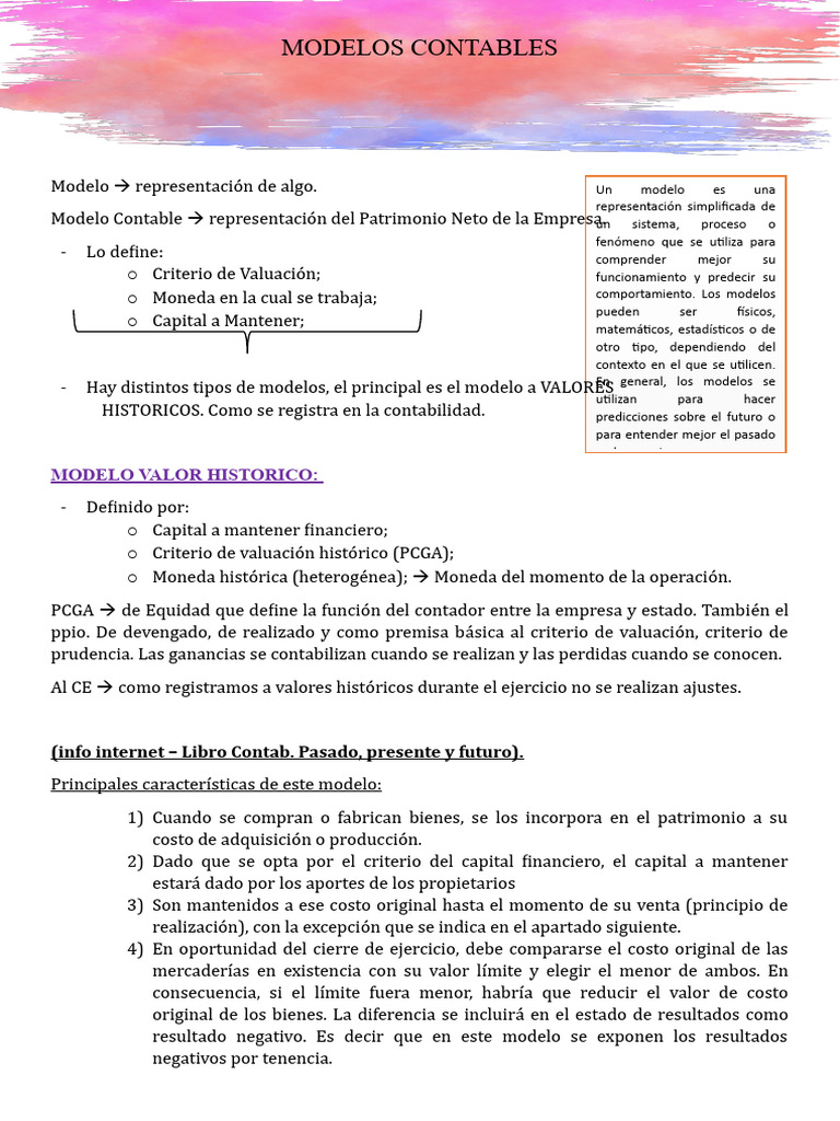 Modelo Contable Resumen Practica | PDF | Contabilidad | Moneda