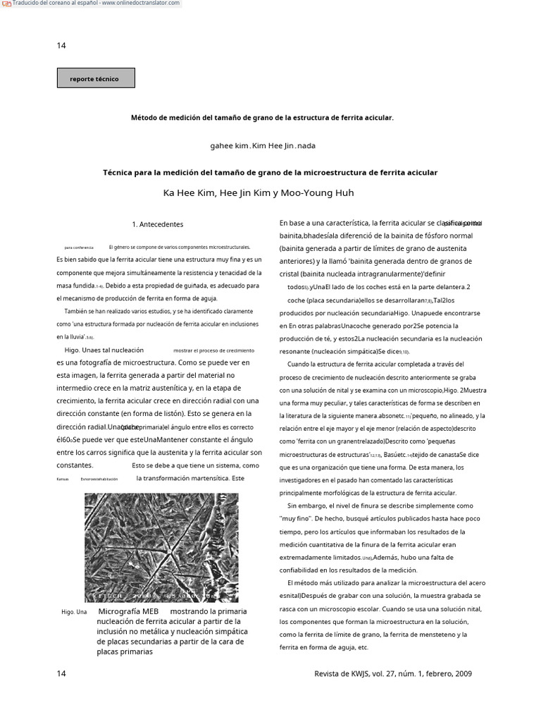 Tecnica de calculo de tamaño de grano de ferrita acicular.ko.es | PDF ...