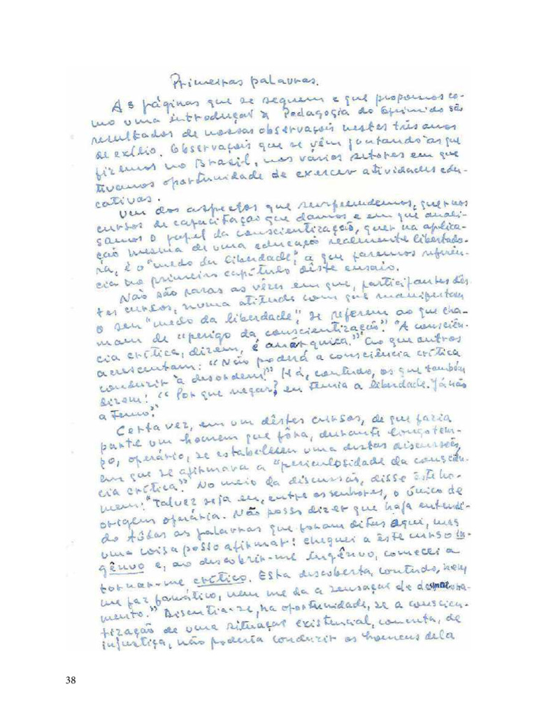 Pedagogia Do Oprimido Manuscrito | PDF