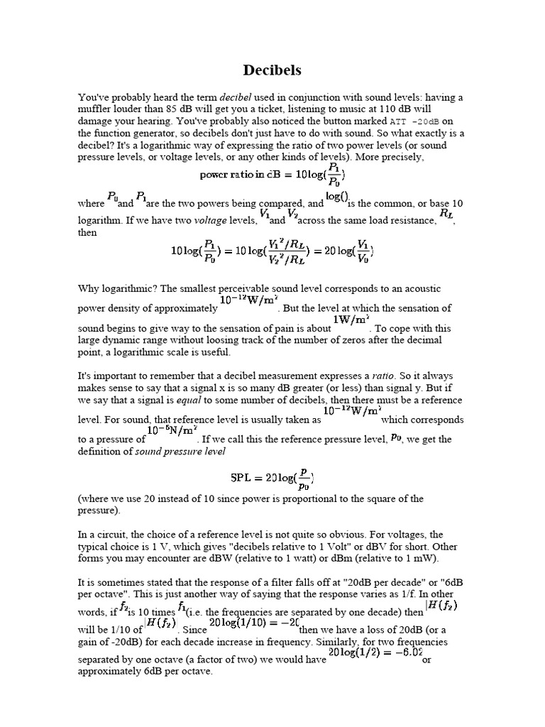 Decibels | PDF | Decibel | Sound Technology