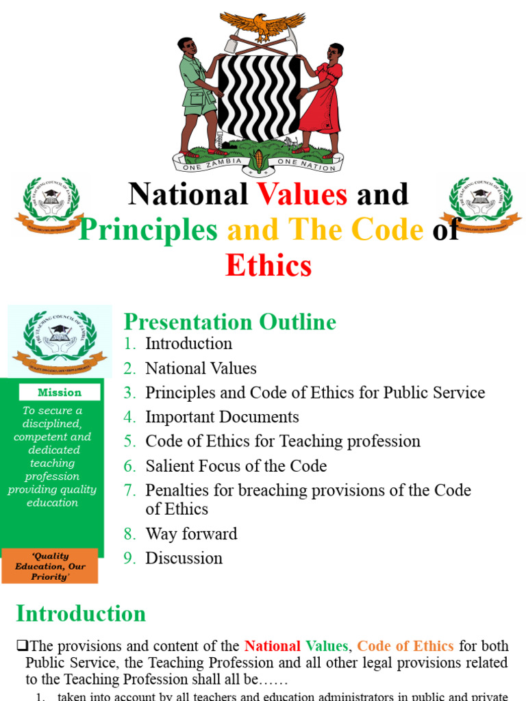 Sensitisation On National Values and Principles and The Code of Ethics ...