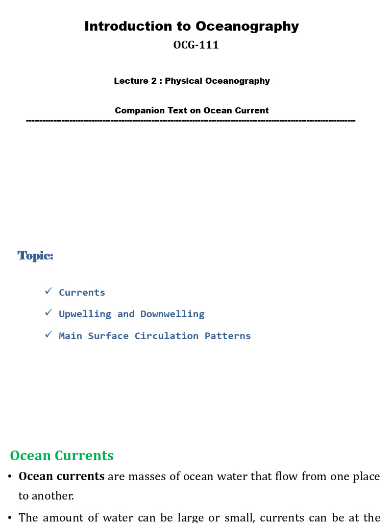 Companion Text On Ocean Current | PDF | Oceans | Atmospheric Circulation