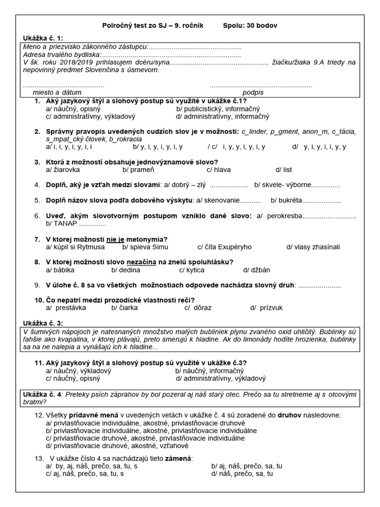 SJL Polrocny Test | PDF