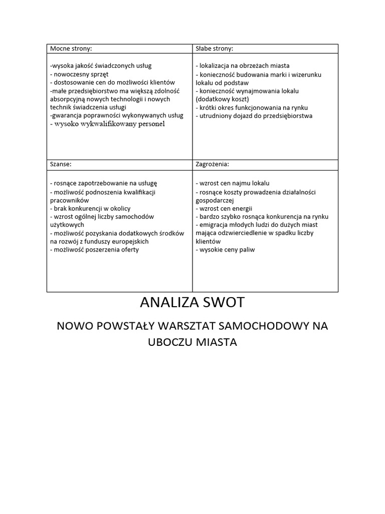 Analiza Swot | PDF