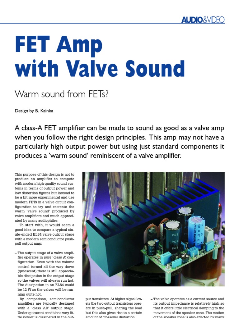 FET Amp With Valve Sound by B. Kainka | PDF | Amplifier | Field Effect ...
