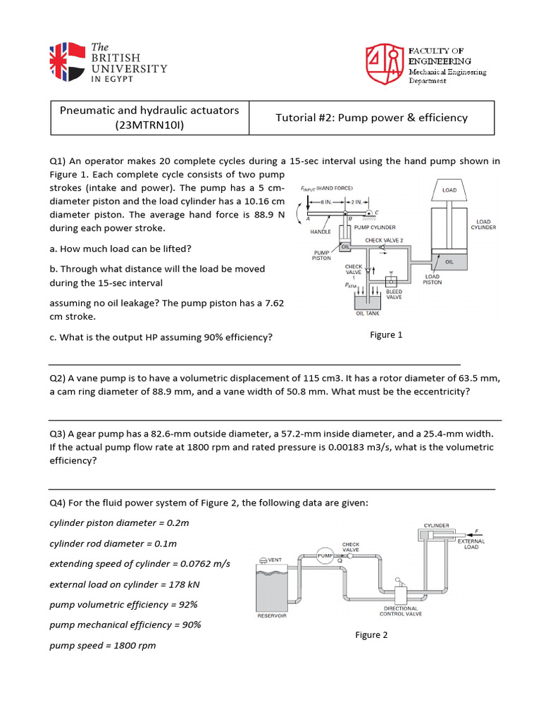 Pump Power & Efficiency Tutorial | PDF