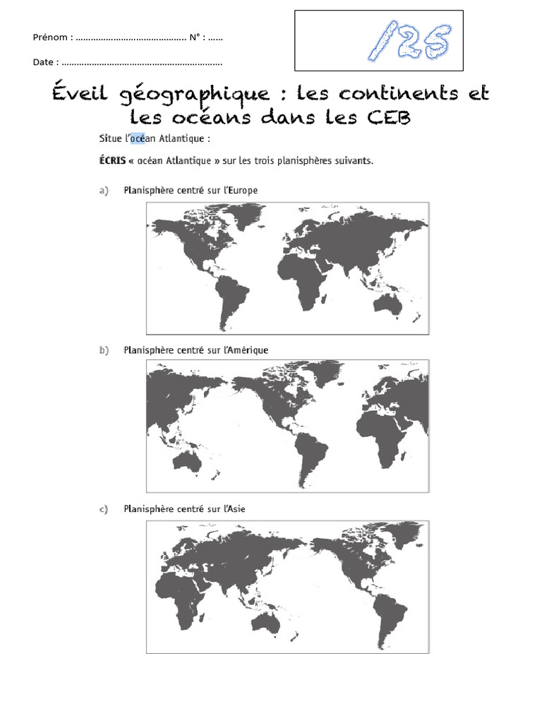 Les Continents Et Les Océans Dans Les CEB | PDF | Sports et loisirs