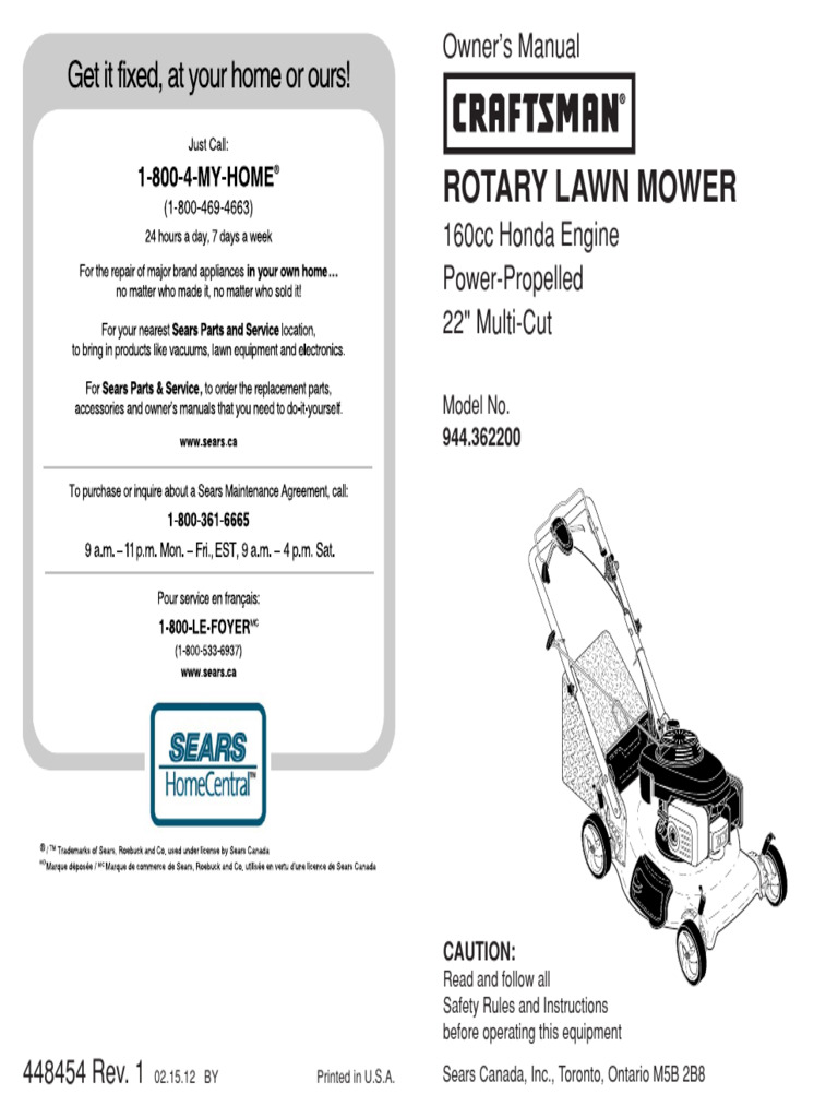 Rotary Lawn Mower: Owner's Manual | PDF | Lawn Mower | Mower