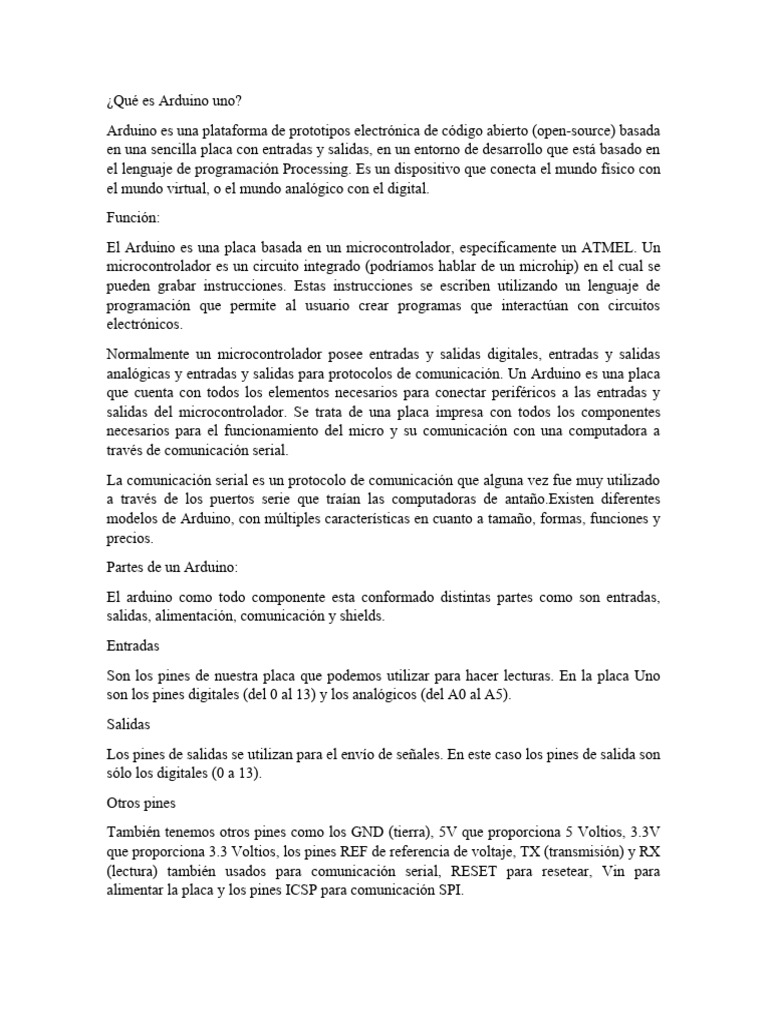Qué Es Arduino Uno | PDF | Arduino | Microcontrolador
