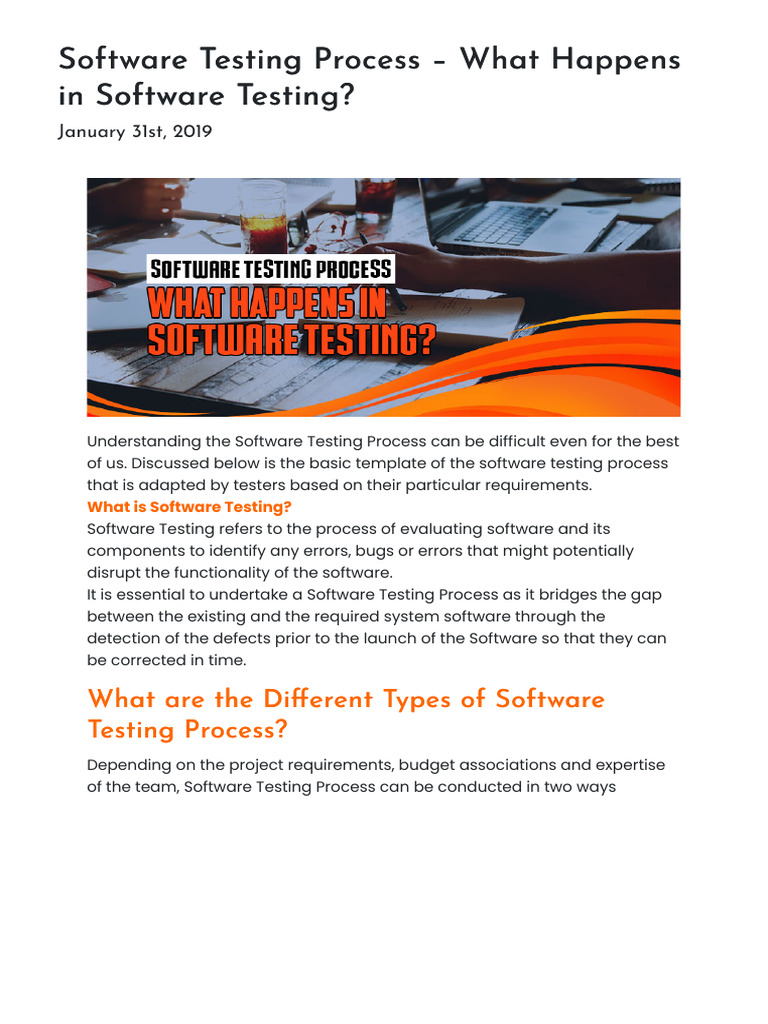Software Testing Process What Happens In Software Testing Pdf Software Testing Software Bug