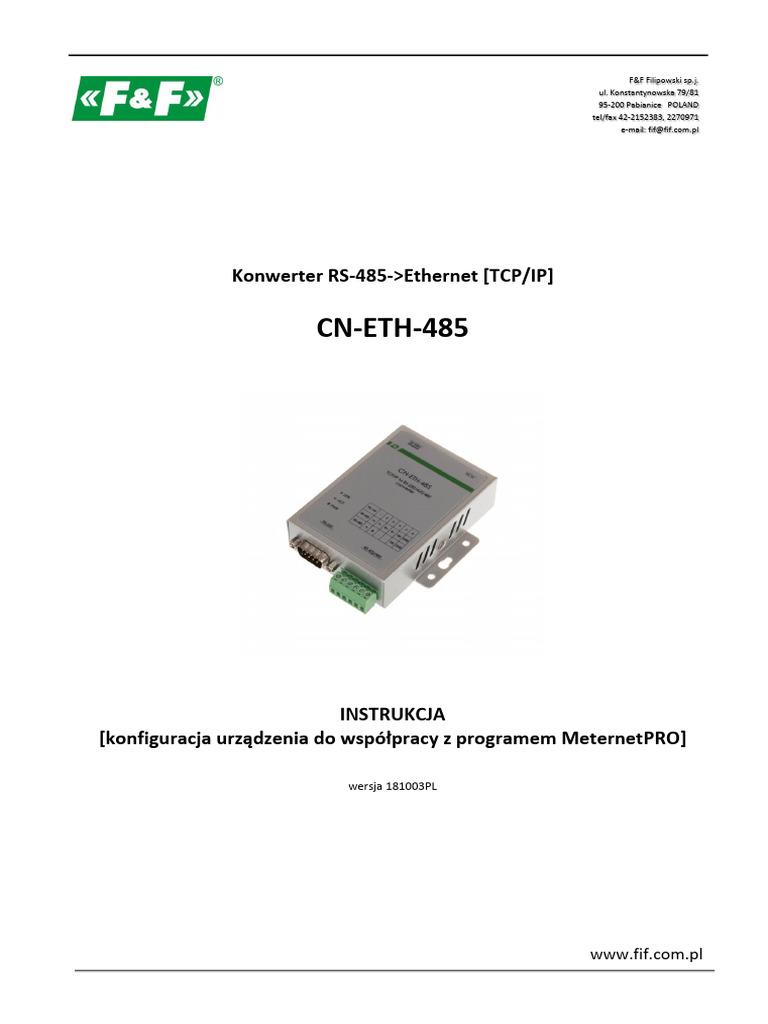FF Cn-Eth-485 181003 PL | PDF