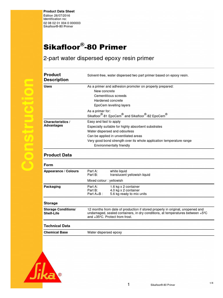 Floor - 80 - Primer Msds | PDF | Epoxy | Concrete