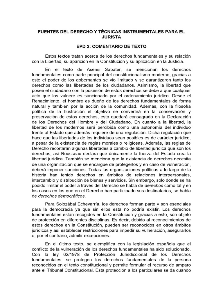 Epd 2 Comentario de Texto | PDF | Derechos | Libertad