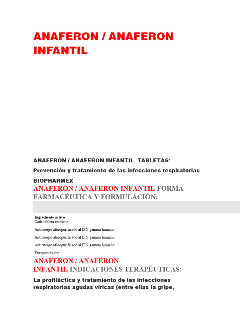 Dosis y uso de Anaferon Infantil | PDF