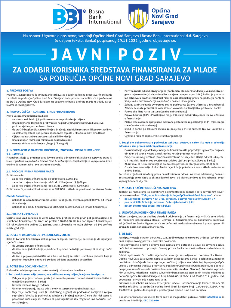 BBI NOVI GRAD JAVNI POZIV 2022 Web | PDF