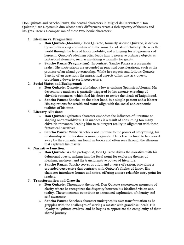 Don Quixote and Sancho Panza | PDF | Don Quixote | Chivalry