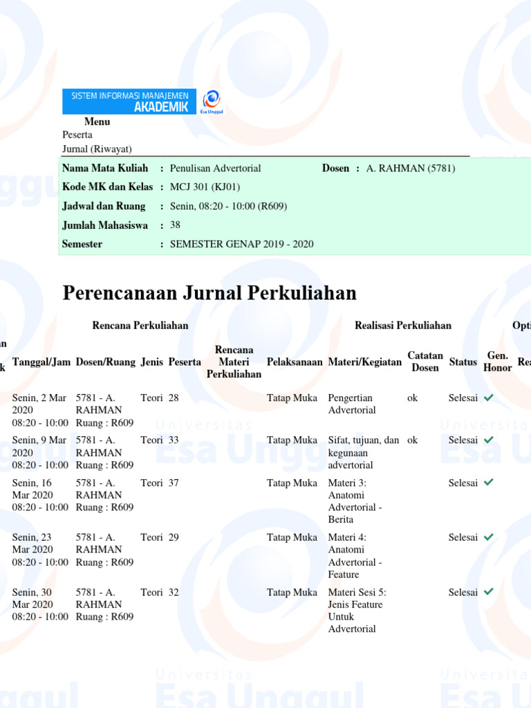 Perencanaan Jurnal Perkuliahan | PDF | Metode & Bahan Ajar