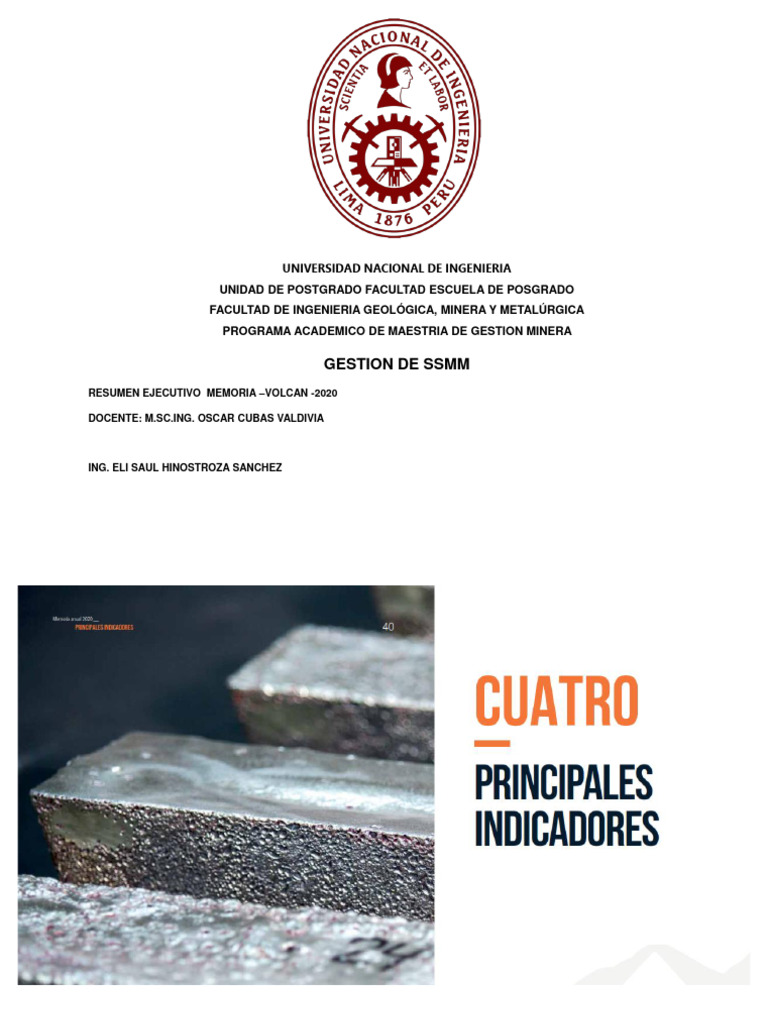 Gestion de SSMM Memoria-Volcan-2020 - Eli Saul Hinostroza Sanchez | PDF