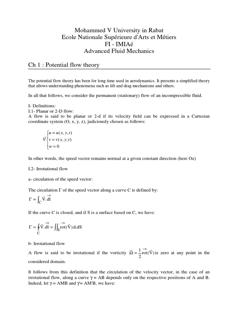 Potential Flow Theory - 230919 - 100219 | PDF | Holomorphic Function ...
