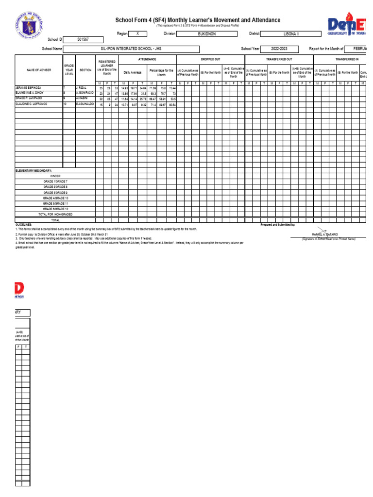 February School Attendance Report | PDF