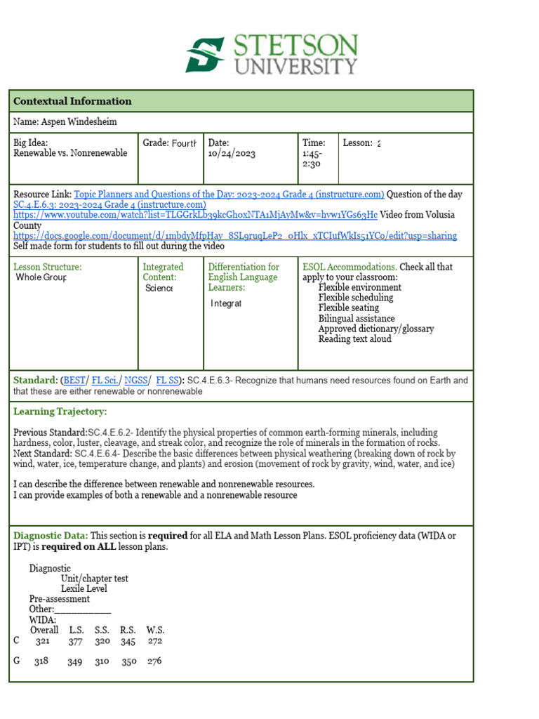 Lesson Plan Template For Tuesday 10 24 | PDF | Experiment | Lesson Plan