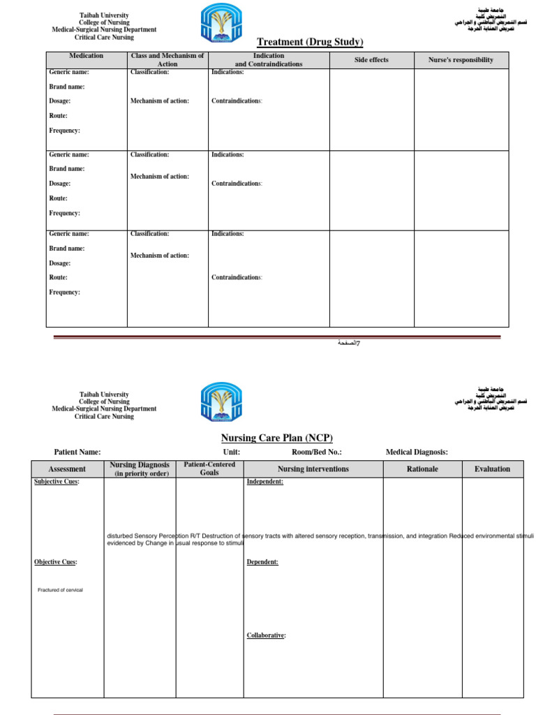 NCP Form + Drug Study Form 2 | PDF | Nursing | Perception