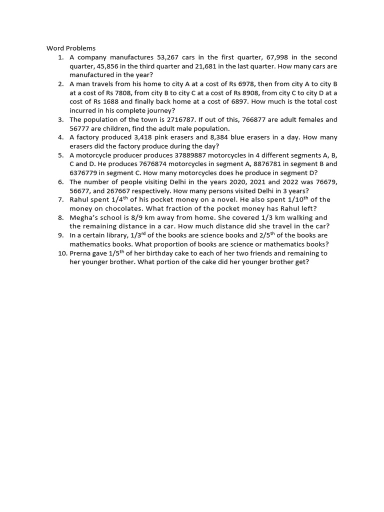 Word Problems | PDF