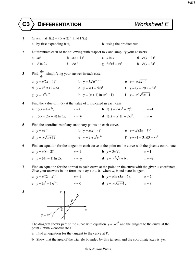 Differentiation Product Rule - Questions | PDF | Tangent | Mathematical ...