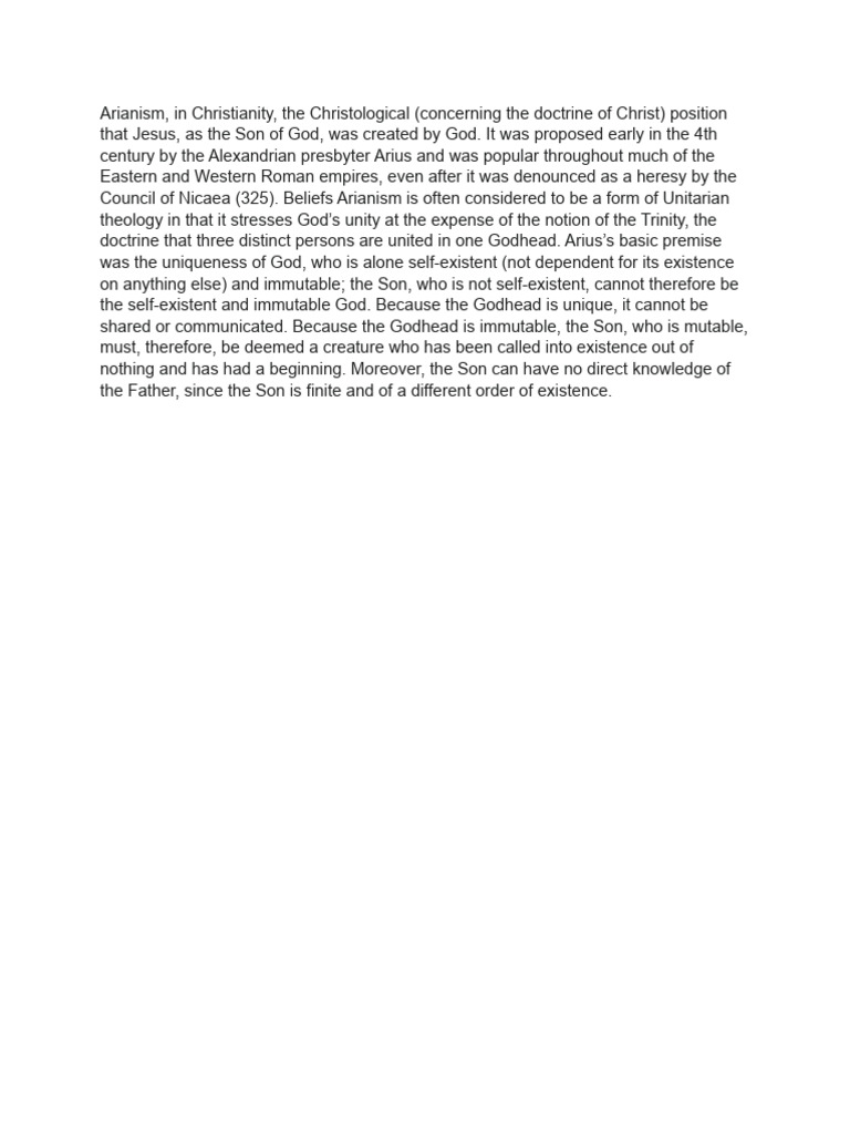 Understanding Arianism in Christianity | PDF